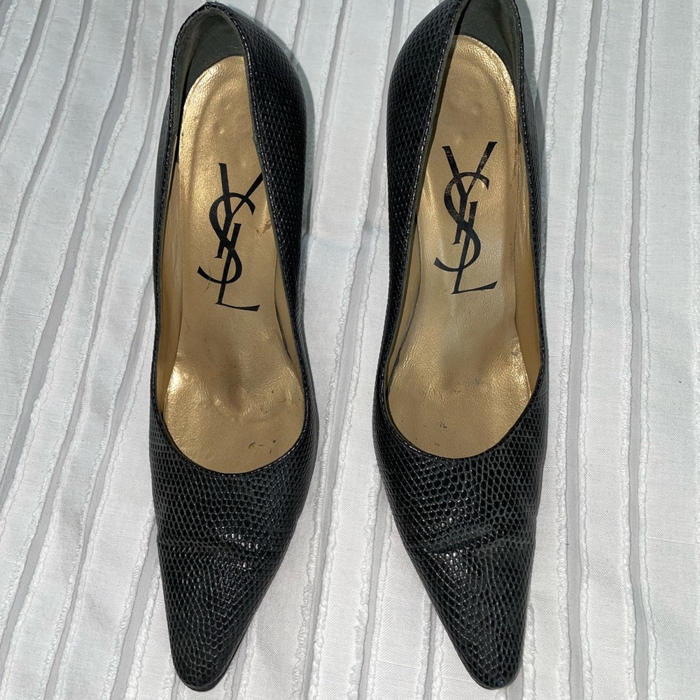 Saint Laurent Snakeskin Leather Heels - Gem